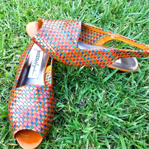 Enzo Angolina | Shoes | Enzo Angiolini Open Toe Woven Leather Flats ...